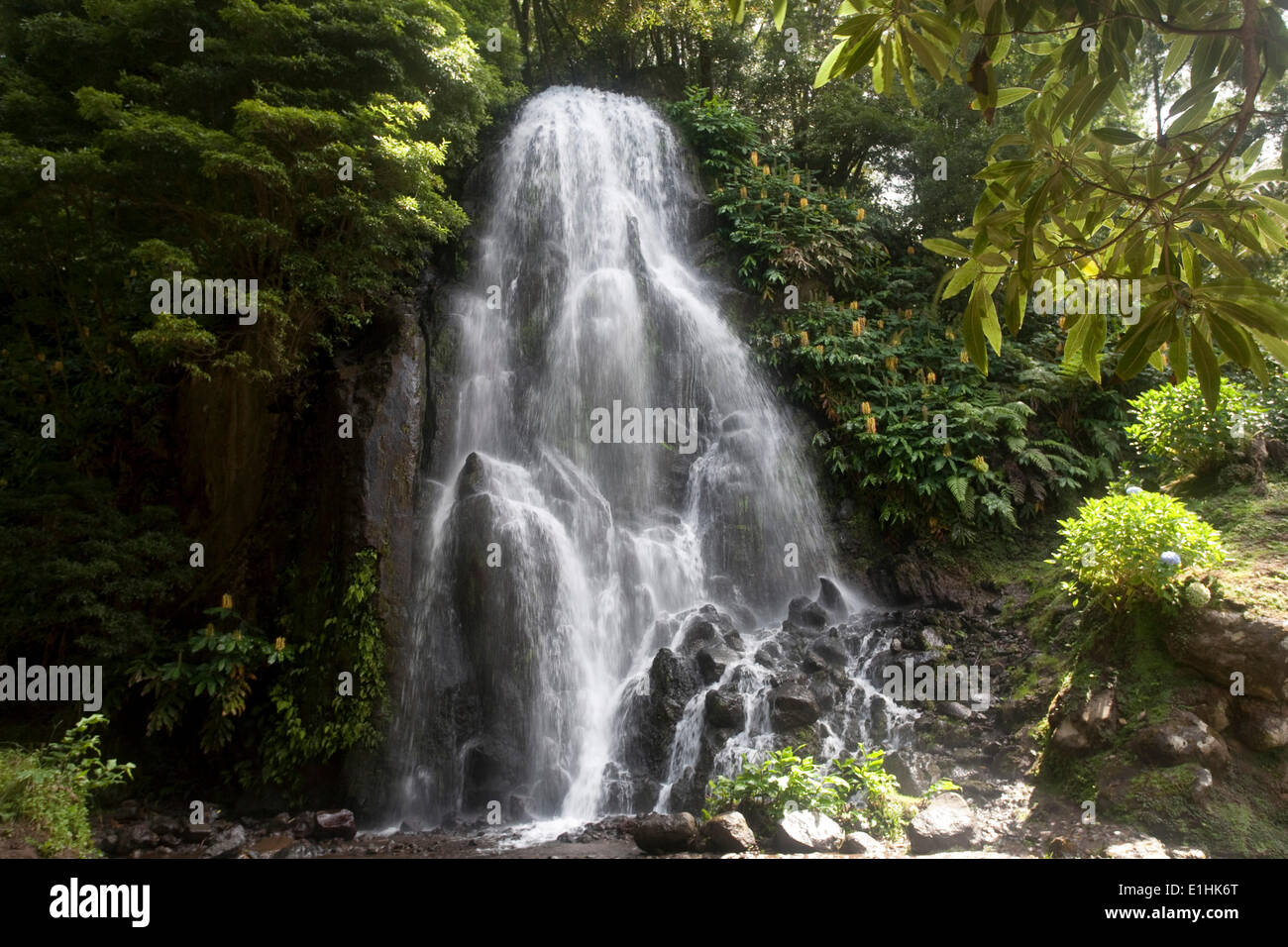 Achada Wasserfall, Achada, São Miguel, Azoren, Portugal Stockfotografie ...