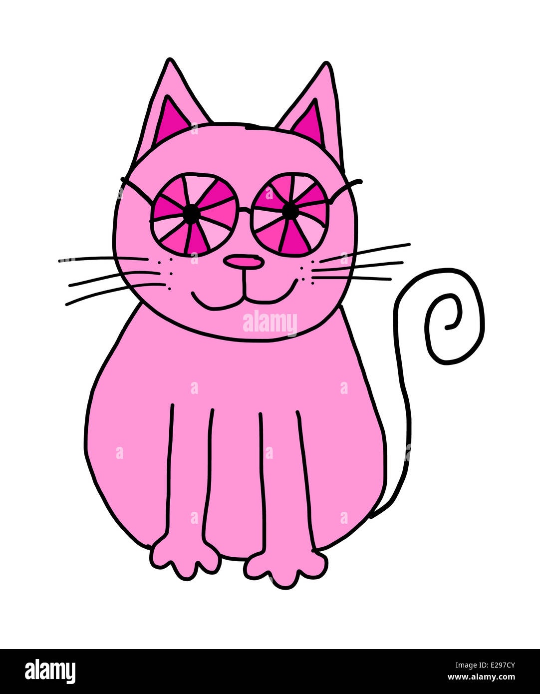 Abbildung einer rosa Katze mit Sonnenbrille Stockfotografie - Alamy