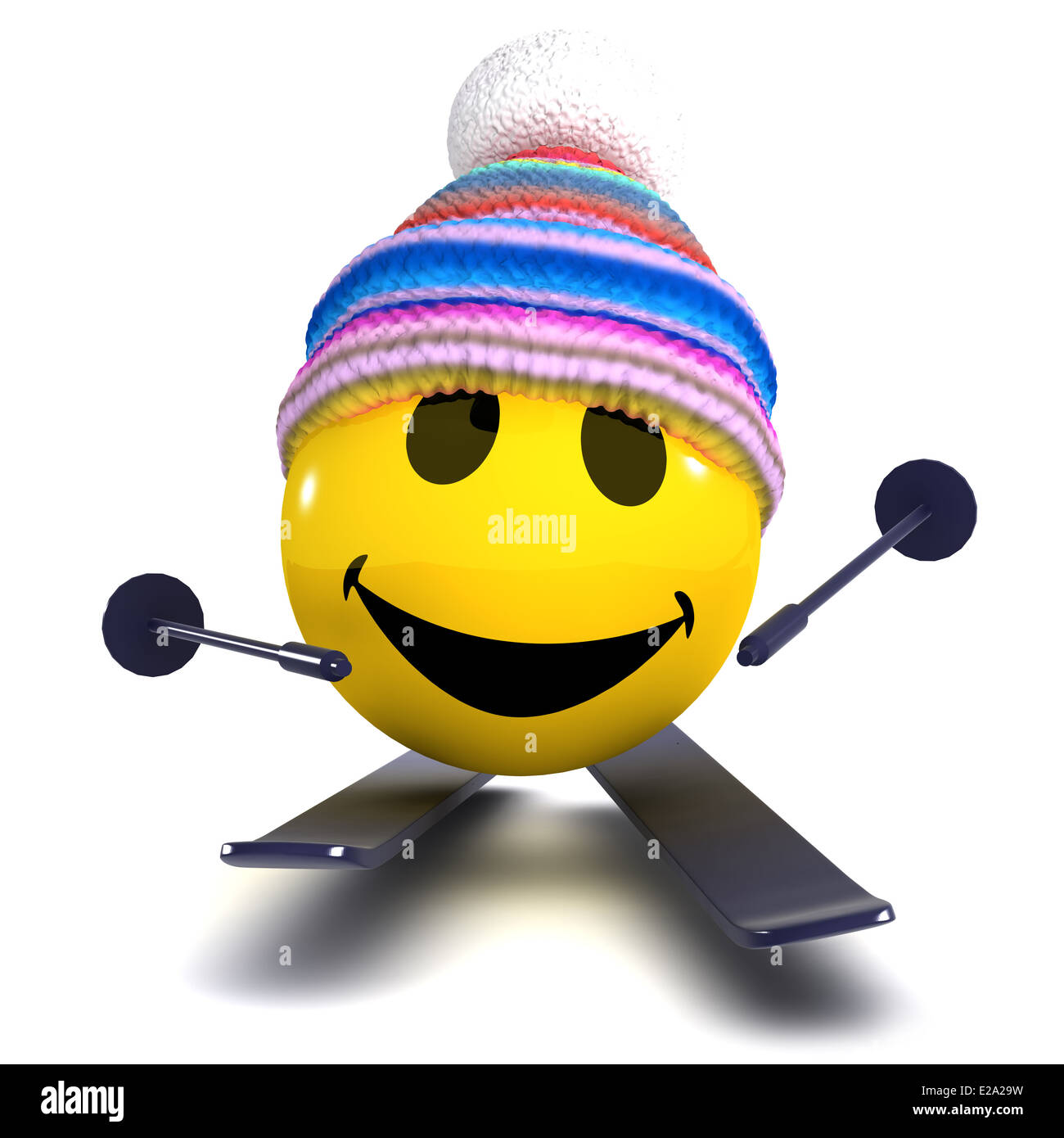3D Smiley fährt Ski in seiner bevorzugten Wollmütze Stockfotografie - Alamy