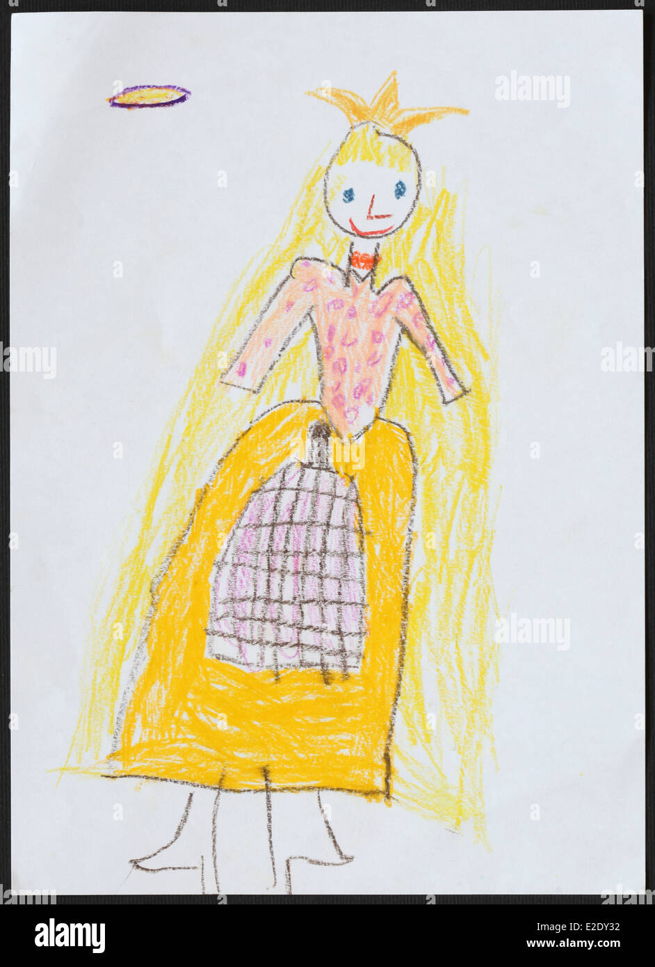 Ursprüngliche Kind Zeichnung einer Prinzessin, gezeichnet von einem ...