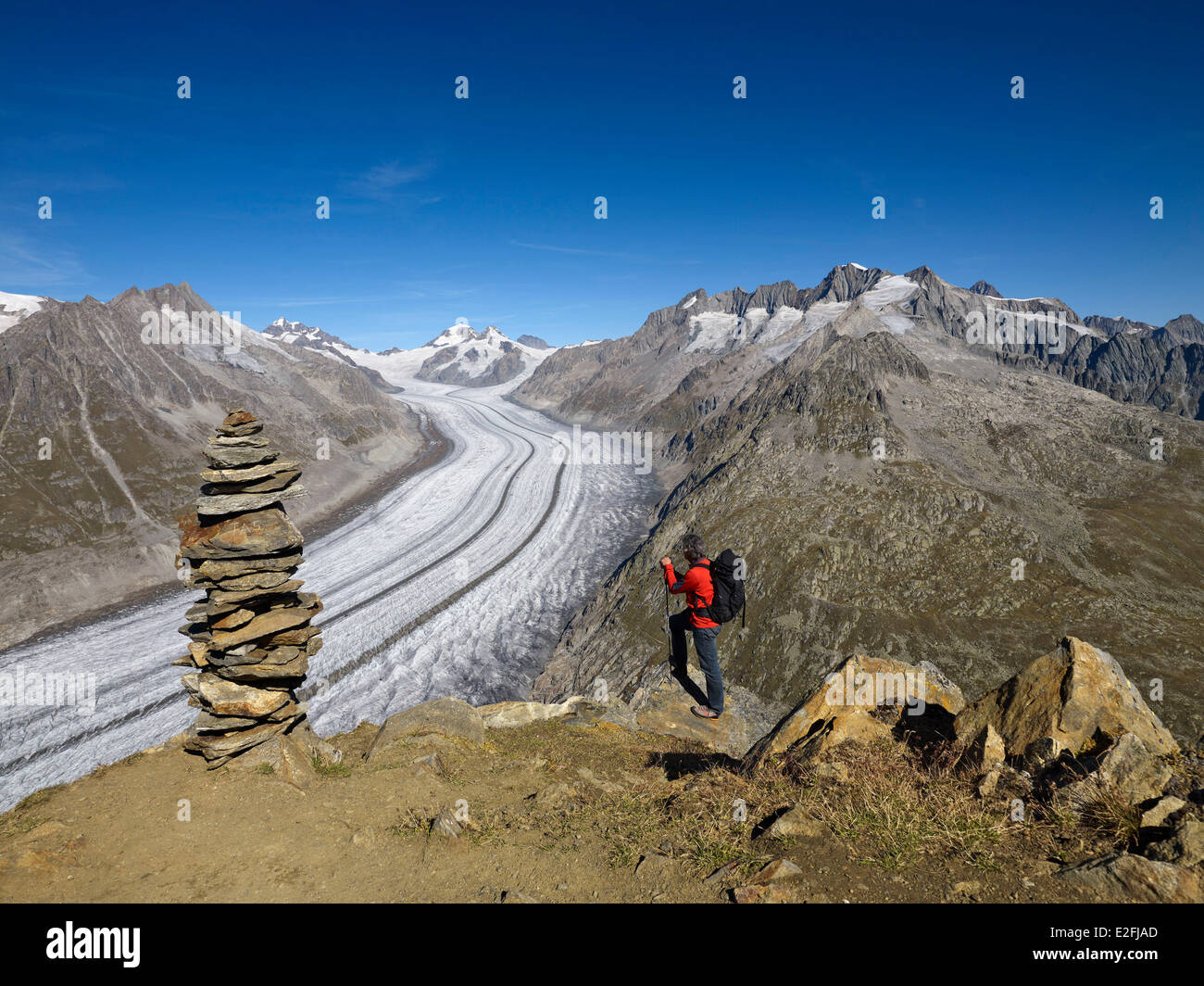 Schweiz, Kanton Wallis, Fiesch, Aletschgletscher vom Eggishorn ...