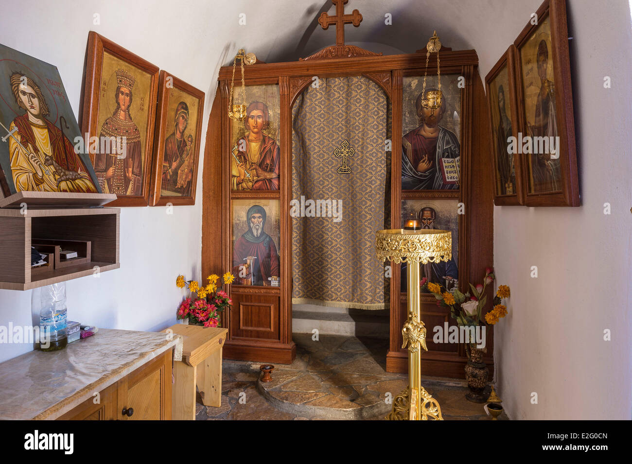 Griechenland Kykladen Inseln Anafi Insel der kleinen Kapelle von Agiois ...