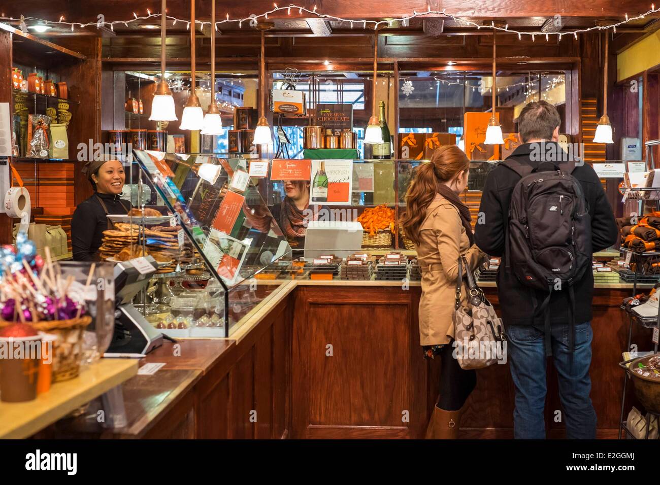 USA New York Brooklyn Dumbo Bezirk beruhmte Chocolatier Jacques Torres die besten Schokoladenplatzchen von New York Stockfotografie Alamy