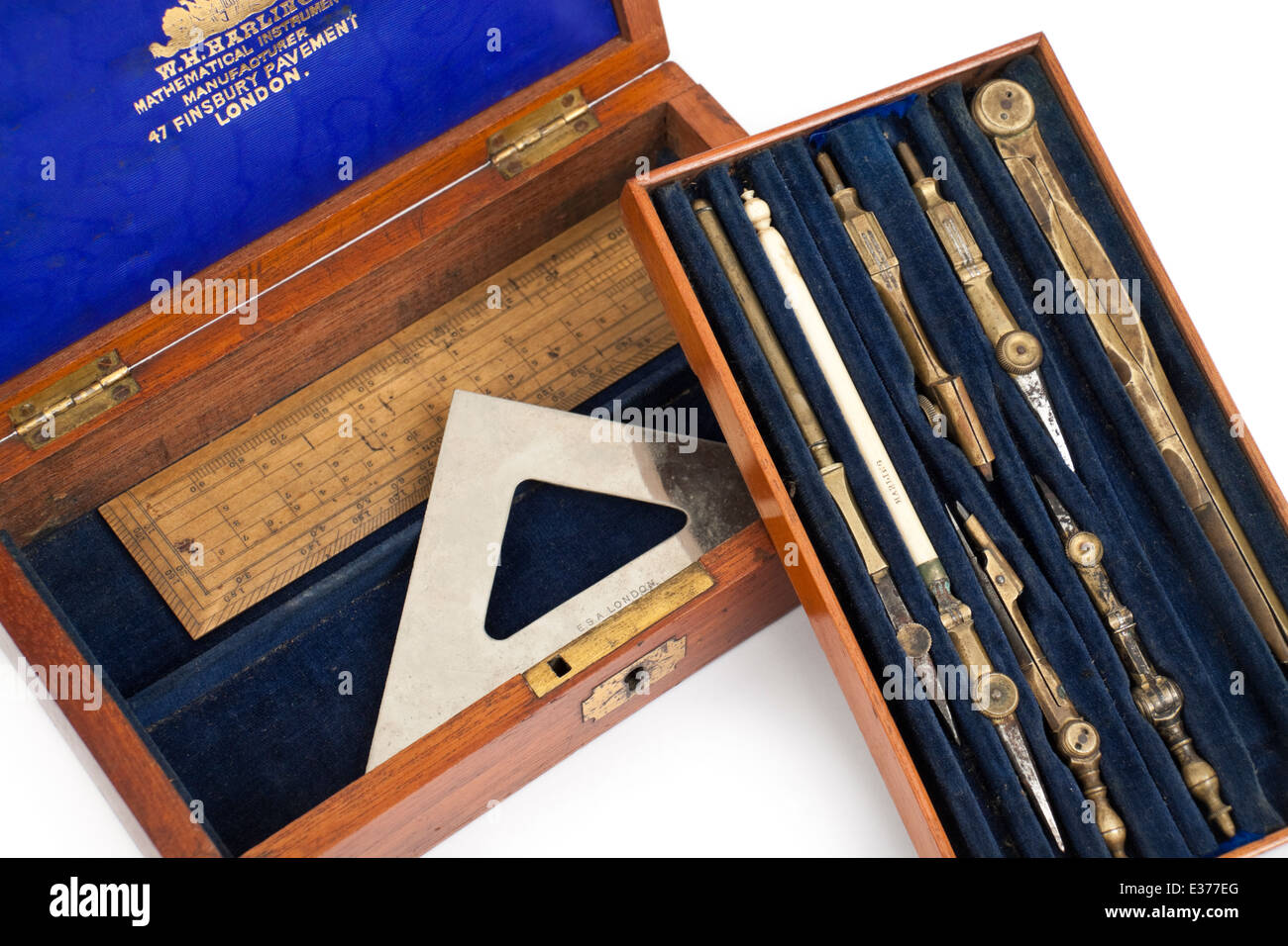 Edwardian Messing antik mathematische Instrumentarium von w.h. Harling ...