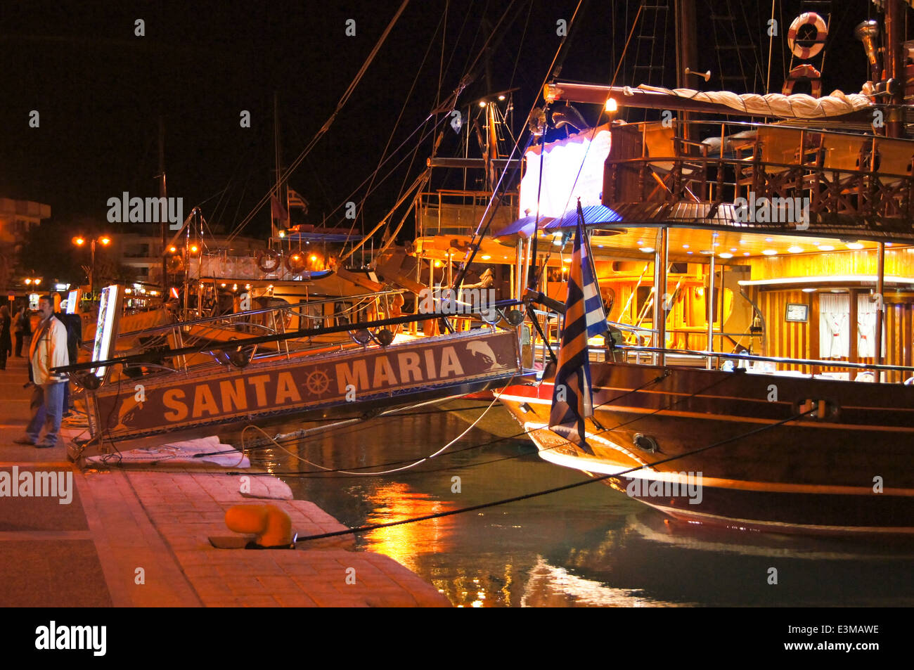 Hafen von 'Santa Maria' Passagier Yacht in der Nacht, Kos, Kos Stadt ...
