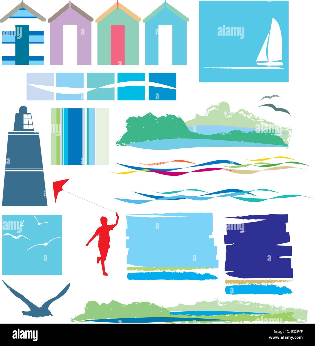 Abbildung einer Reihe von Strand-Icons und Symbole Stock-Vektorgrafik ...