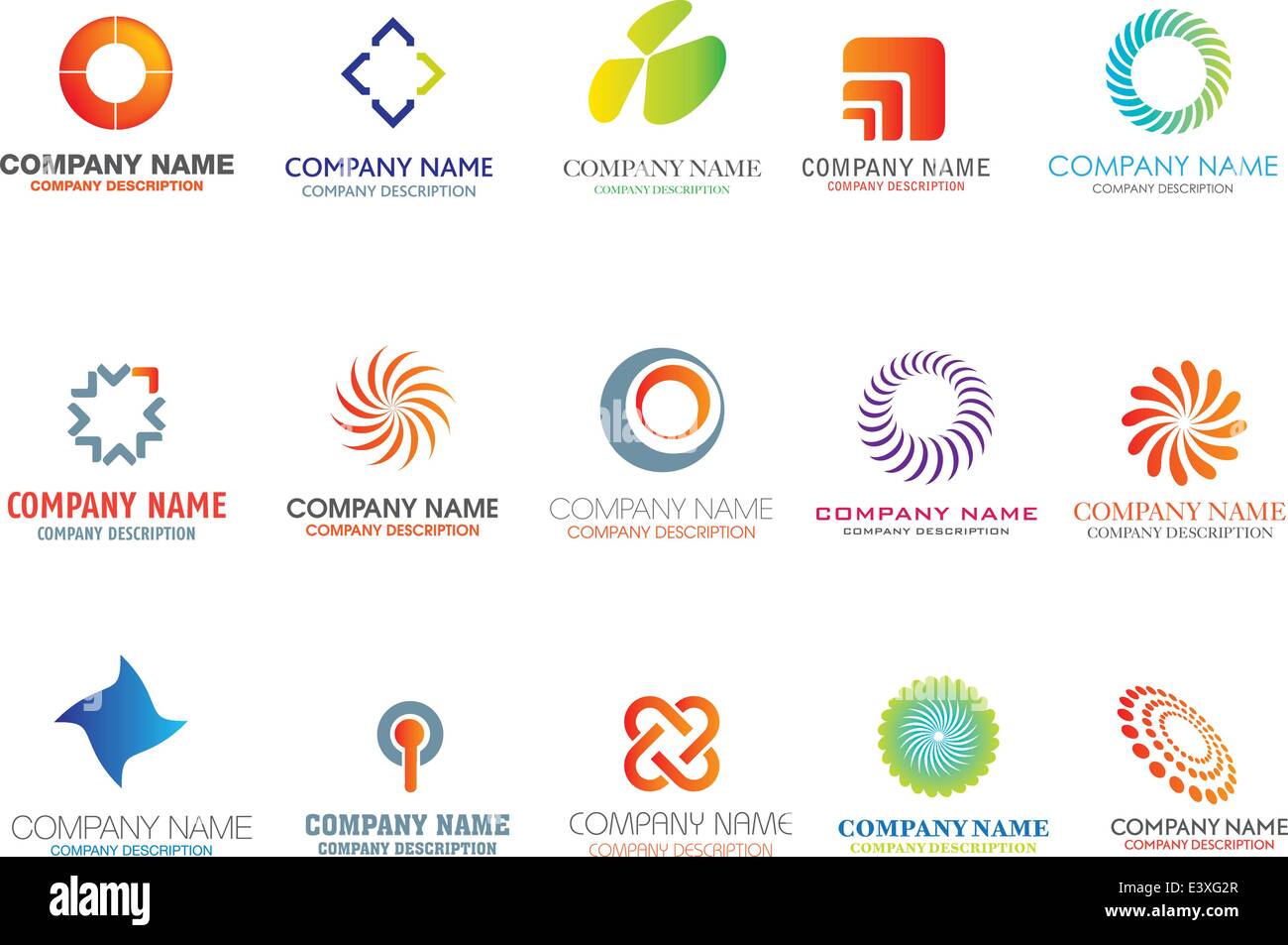Satz von Firmenlogos Symbole und Beschriftungen Stock-Vektorgrafik - Alamy