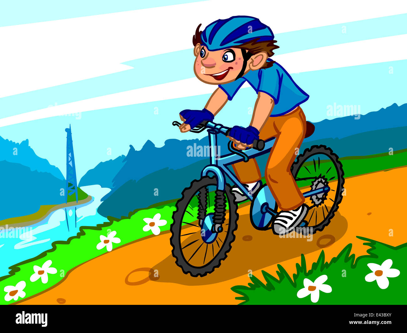 Vector Illustration Cartoon Cyclist Stockfotos & Vector Illustration ...