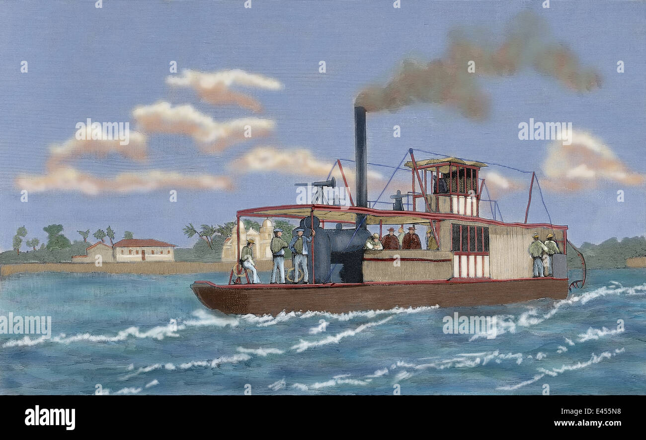 Portugiesische Kanonenboot unter dem Kommando von Major Serpa Pinto, an ...