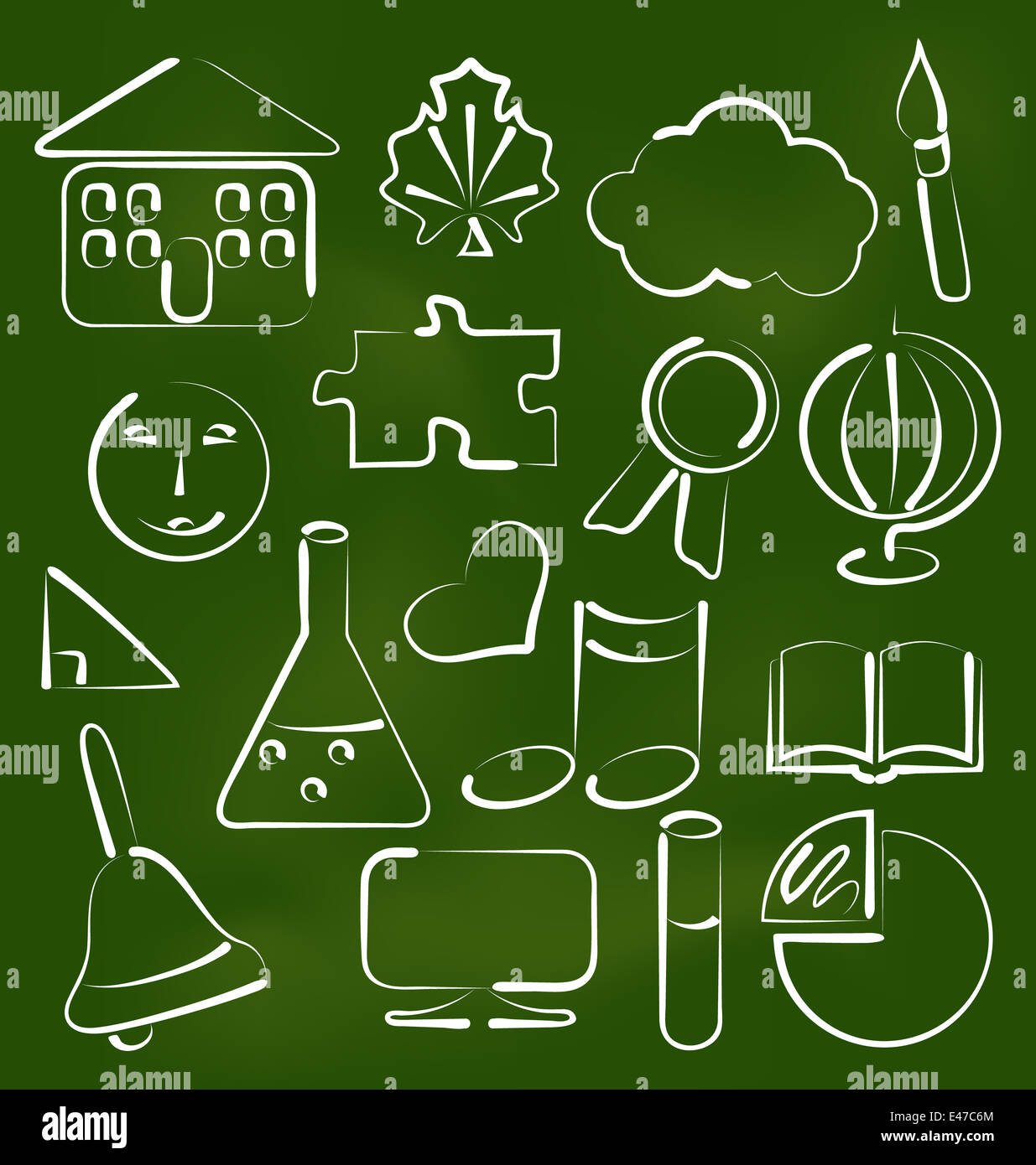 Vektor-Illustration Set Schule Symbole in Kreide-Doodle-Stil ...