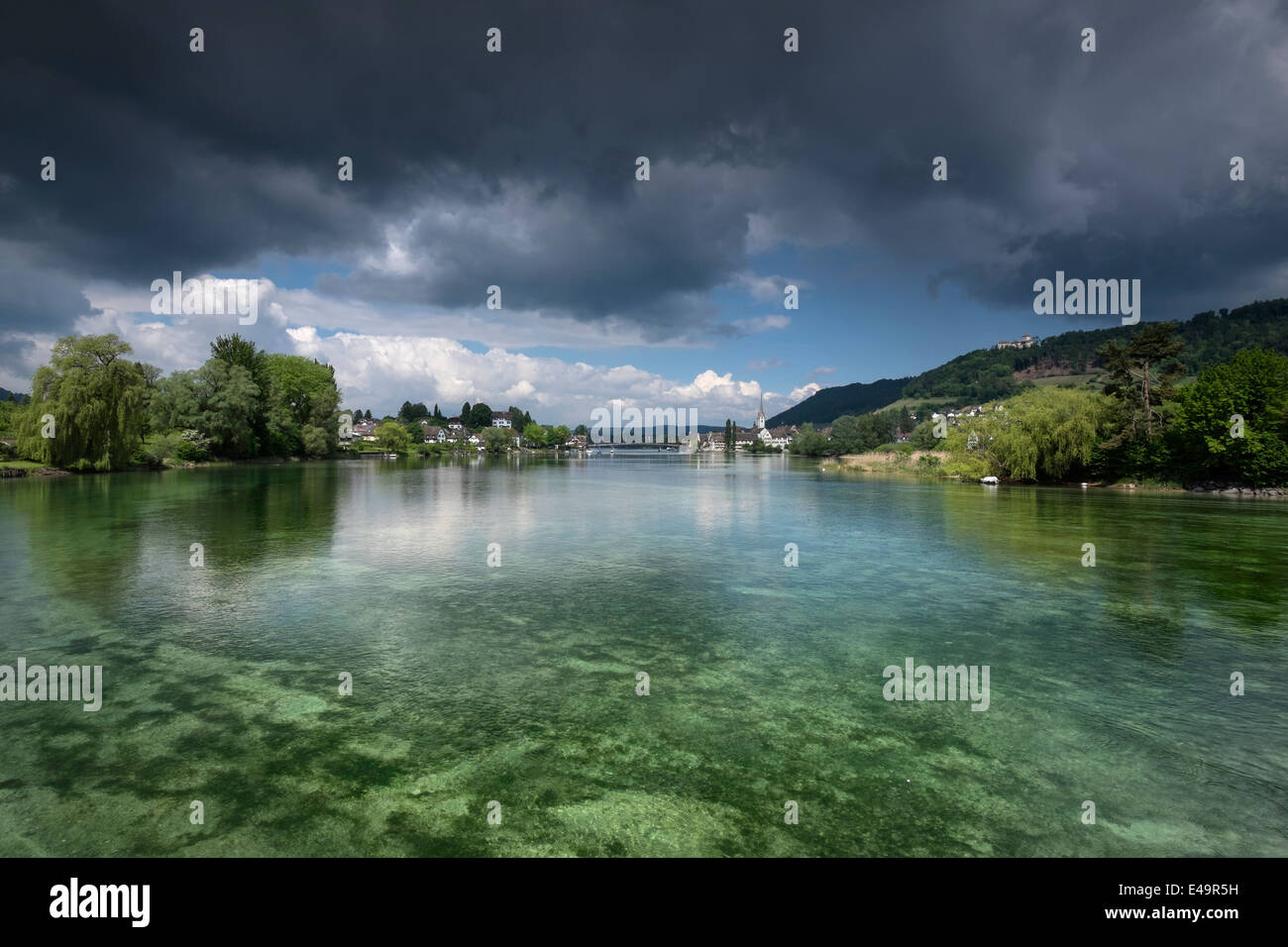 Schweiz, Thurgau, Eschenz, Blick auf Stein am Rhein Stockfotografie - Alamy