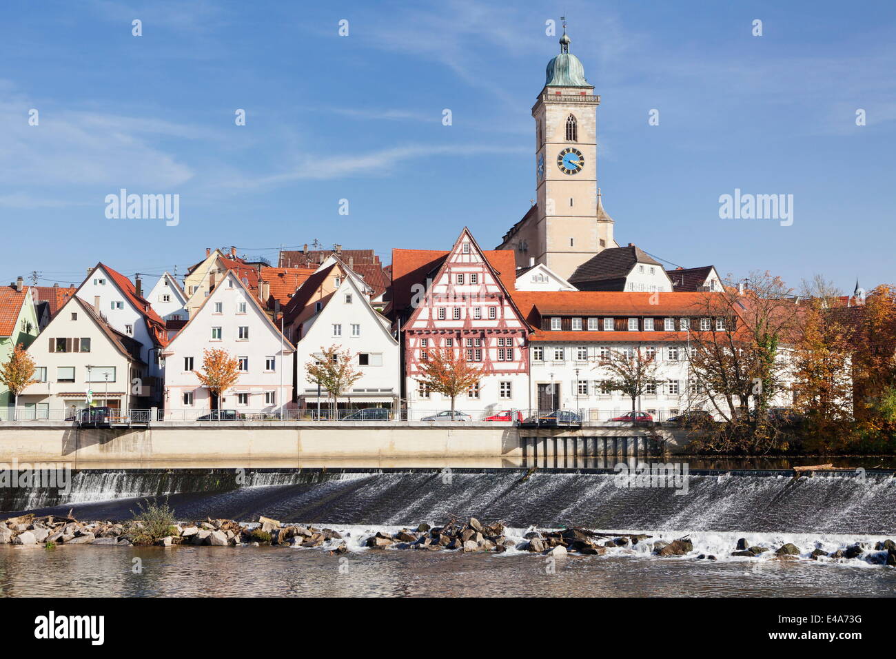 Kommunale Kirche der Stadtkirche St. Laurentius, Nürtingen, Fluss ...