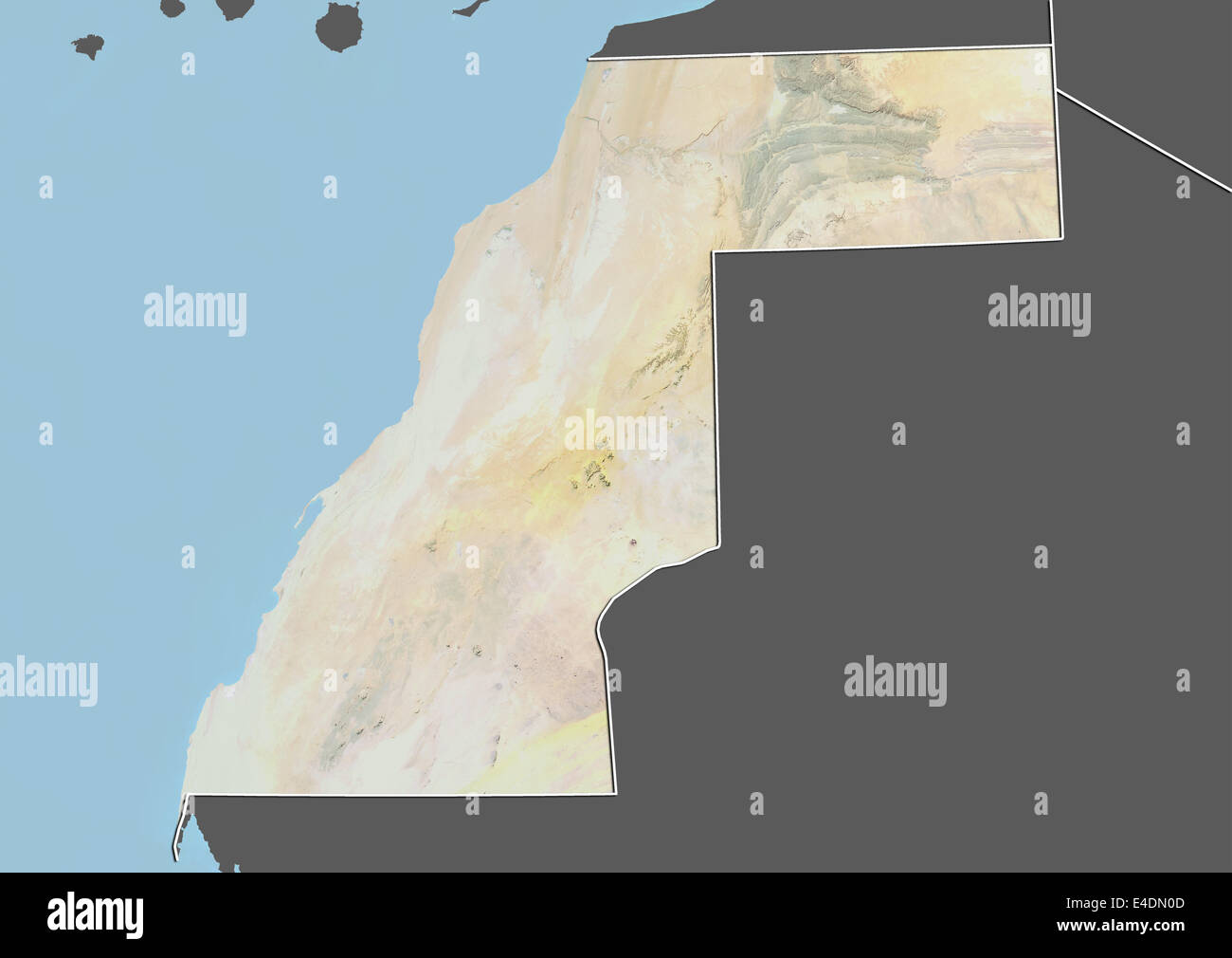 Westsahara, Reliefkarte mit Rand und Maske Stockfotografie - Alamy