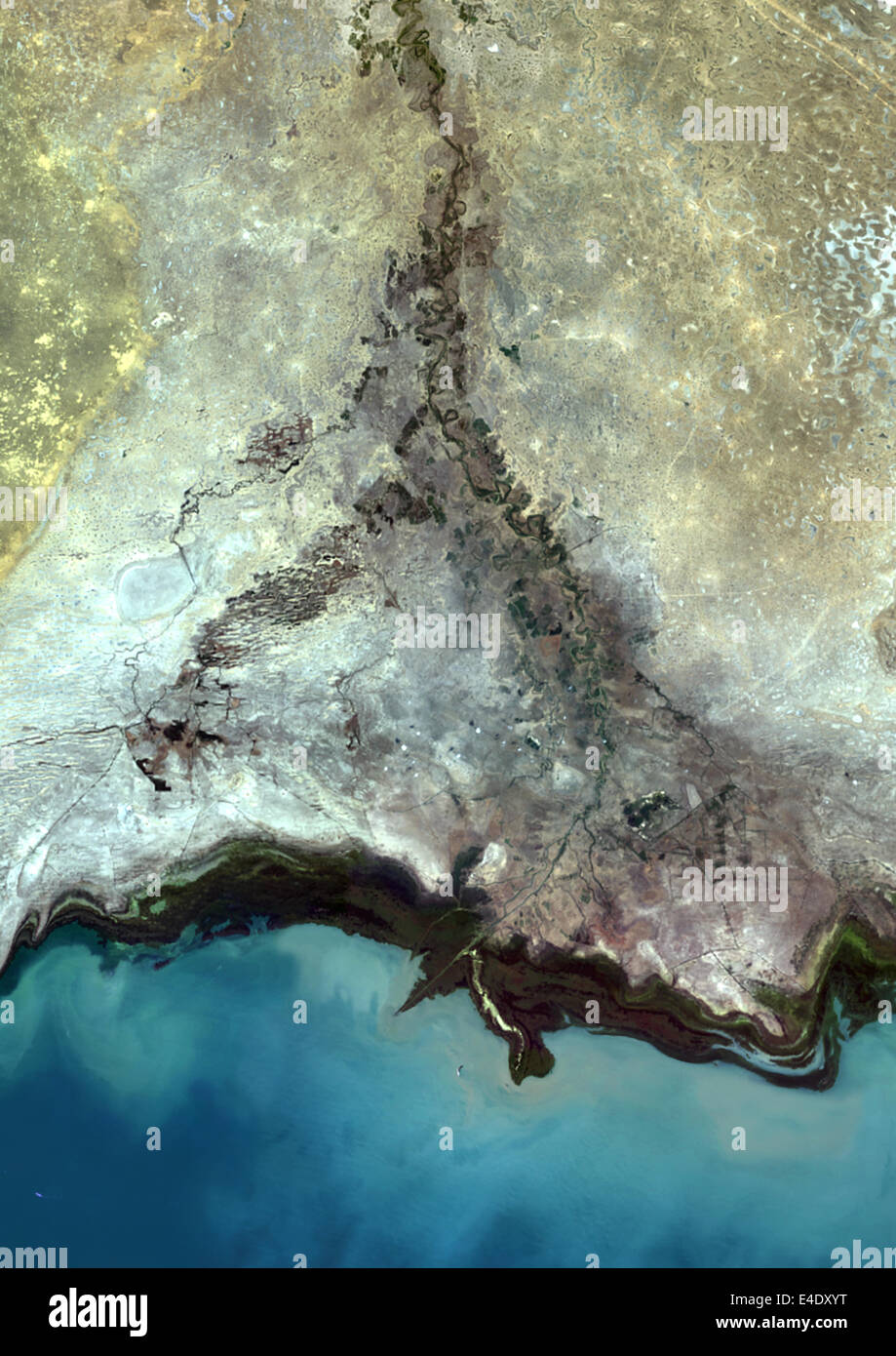 Ural Delta, Kasachstan, Echtfarben-Satellitenbild. Echtfarben ...
