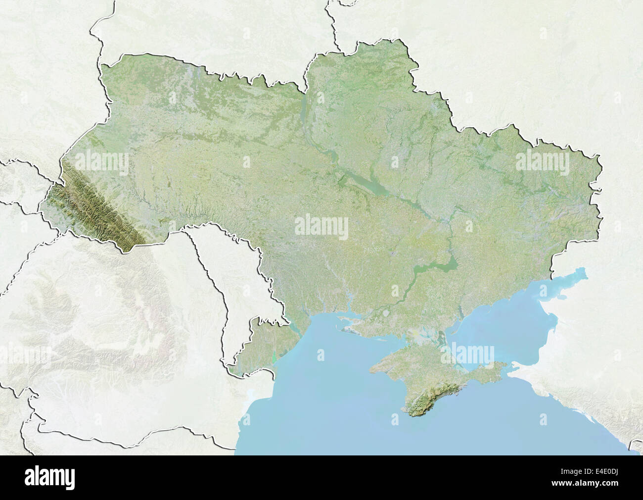 Ukraine, Reliefkarte mit Rand und Maske Stockfotografie - Alamy