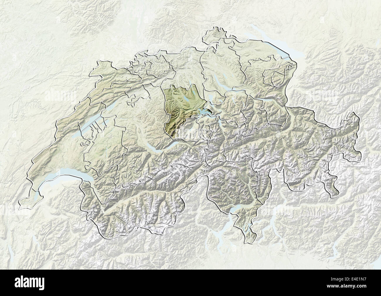 Der Schweiz und des Kantons Luzern, Reliefkarte Stockfotografie - Alamy
