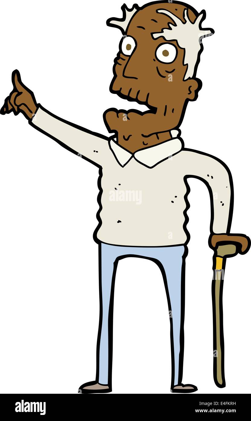 Cartoon Alter Mann mit Stock Stock-Vektorgrafik - Alamy