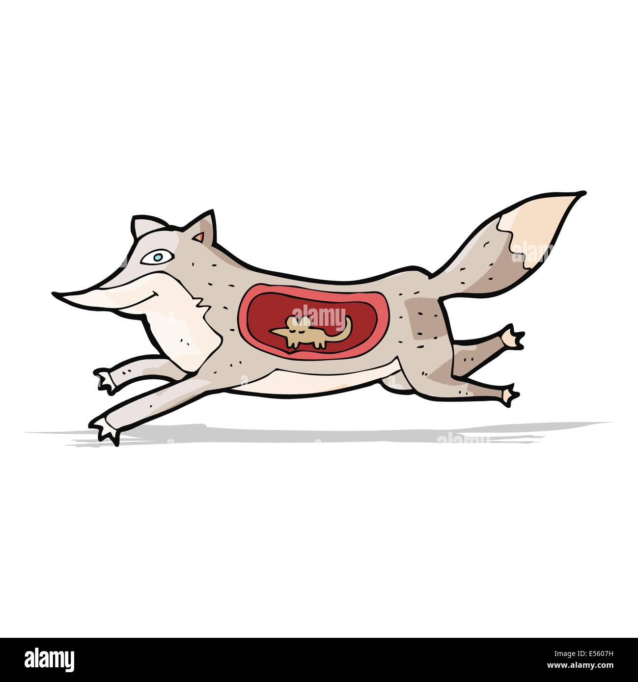 Cartoon-Wolf mit Maus im Bauch Stock-Vektorgrafik - Alamy