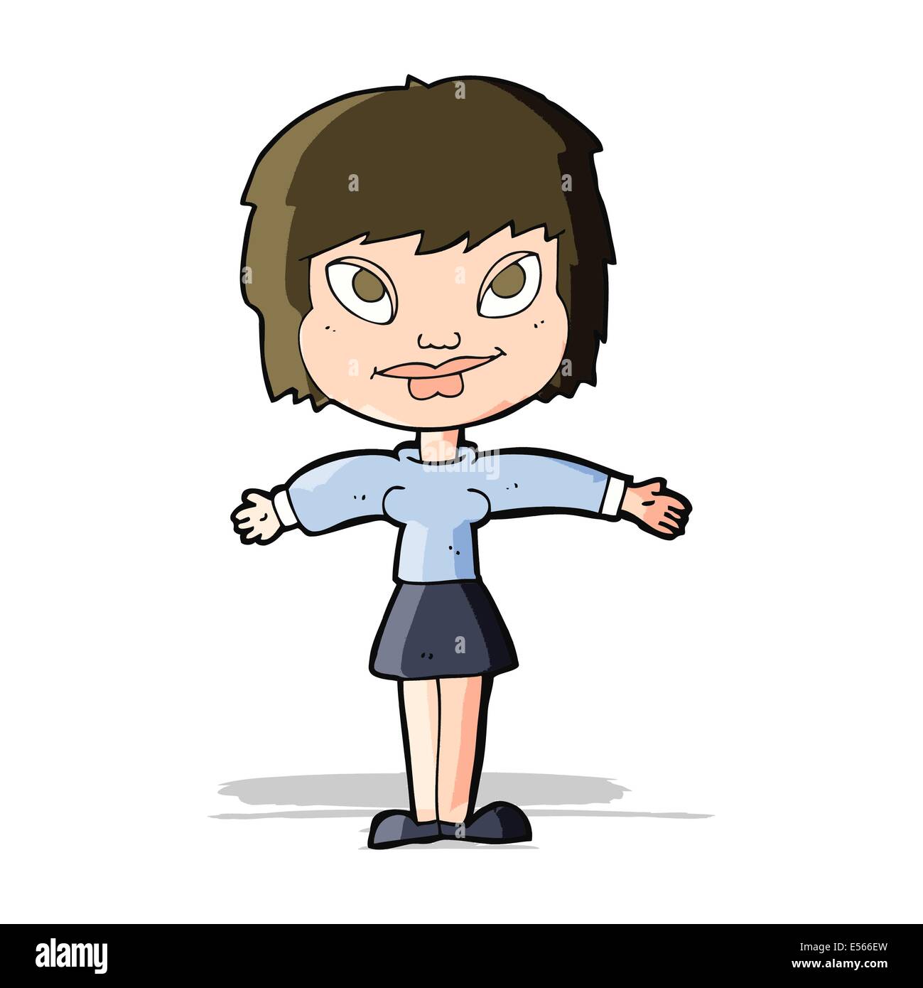 Cartoon-Frau mit offenen Armen Stock-Vektorgrafik - Alamy