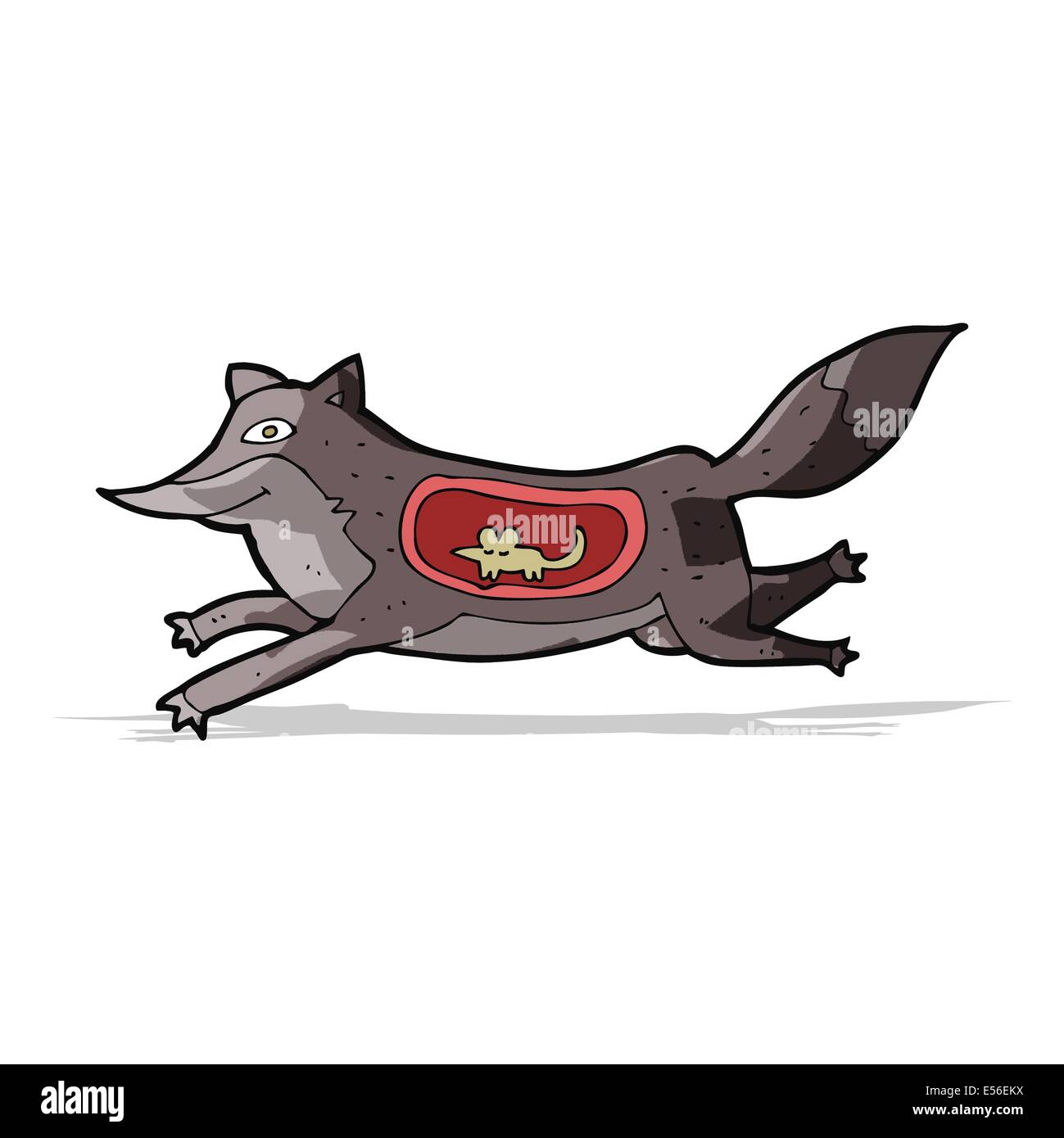 Cartoon-Wolf mit Maus im Bauch Stock-Vektorgrafik - Alamy