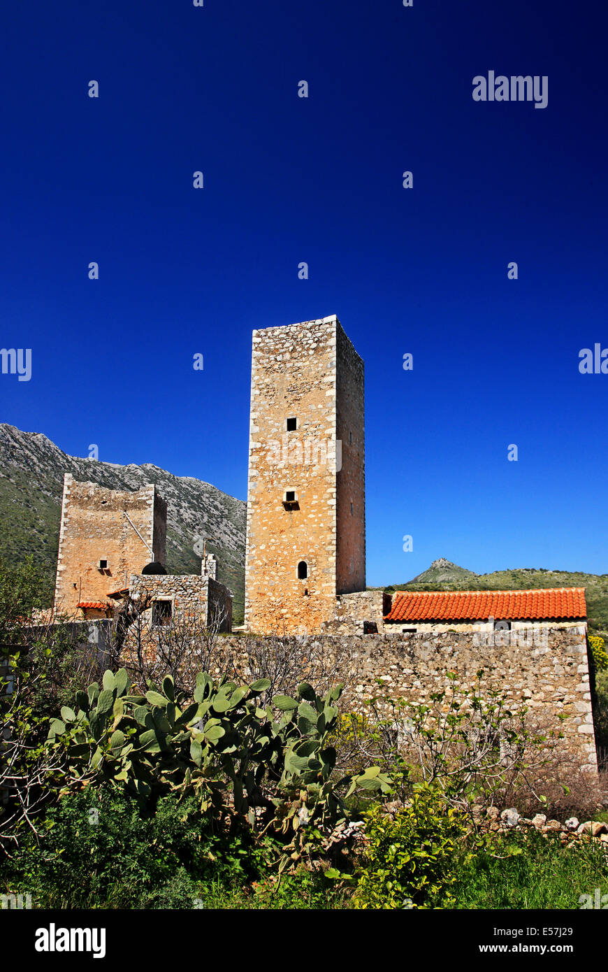 Typische Maniot "Turmhaus" in Flomochori Dorf, Ost ("Lakonian" oder ...