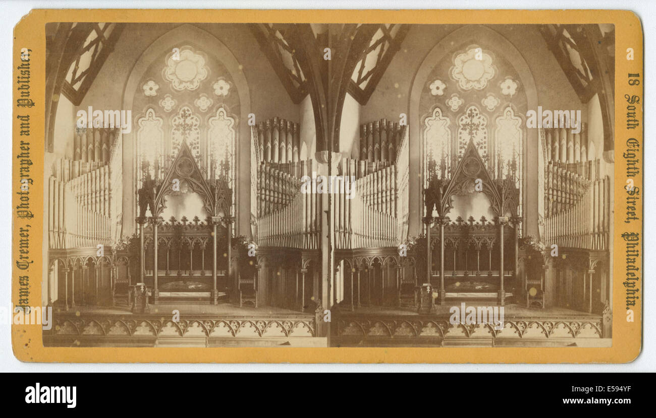Eine Stereografie, die das Innere der Beth Eden Baptist Church in ...