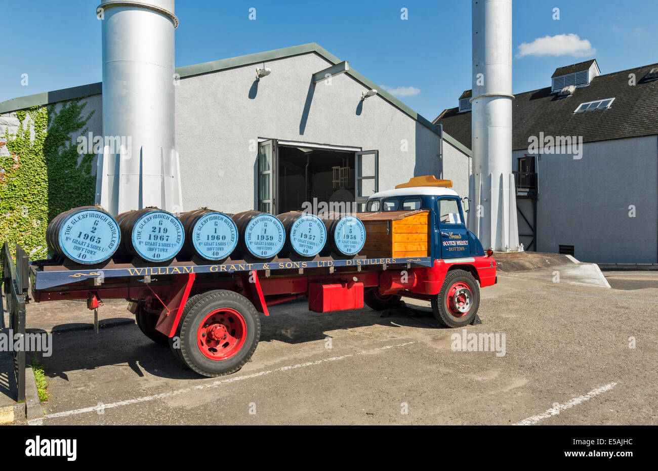 GLENFIDDICH WHISKY BRENNEREI DUFFTOWN SCHOTTLAND ALT-LKW MIT BLAUEN ...