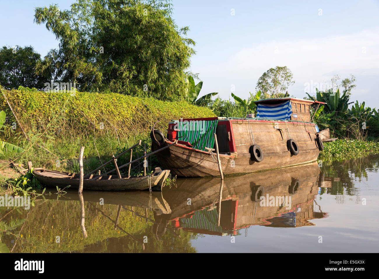 Hausboot am Fluss Hau, Can Tho, Mekong-Delta, sozialistische Republik ...