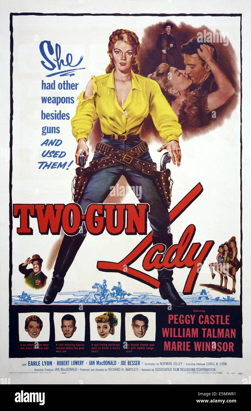 TWO-GUN LADY, Top l-r: Peggy Castle, William Talman, unten l-r: Joe ...
