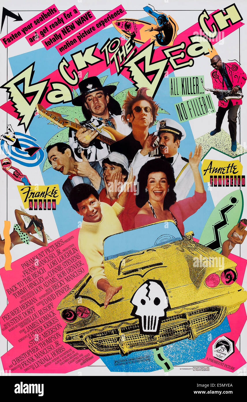 ZURÜCK zu THE BEACH, USA Plakatkunst, im Uhrzeigersinn von oben: Stevie Ray Vaughan, Demian ...