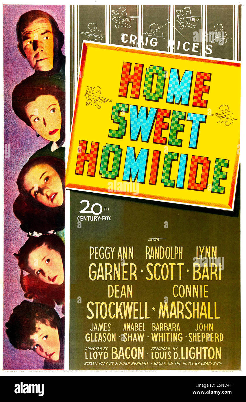 HOME SWEET HOMICIDE, US-Plakat, von oben: Randolph Scott, Lynn Bari ...