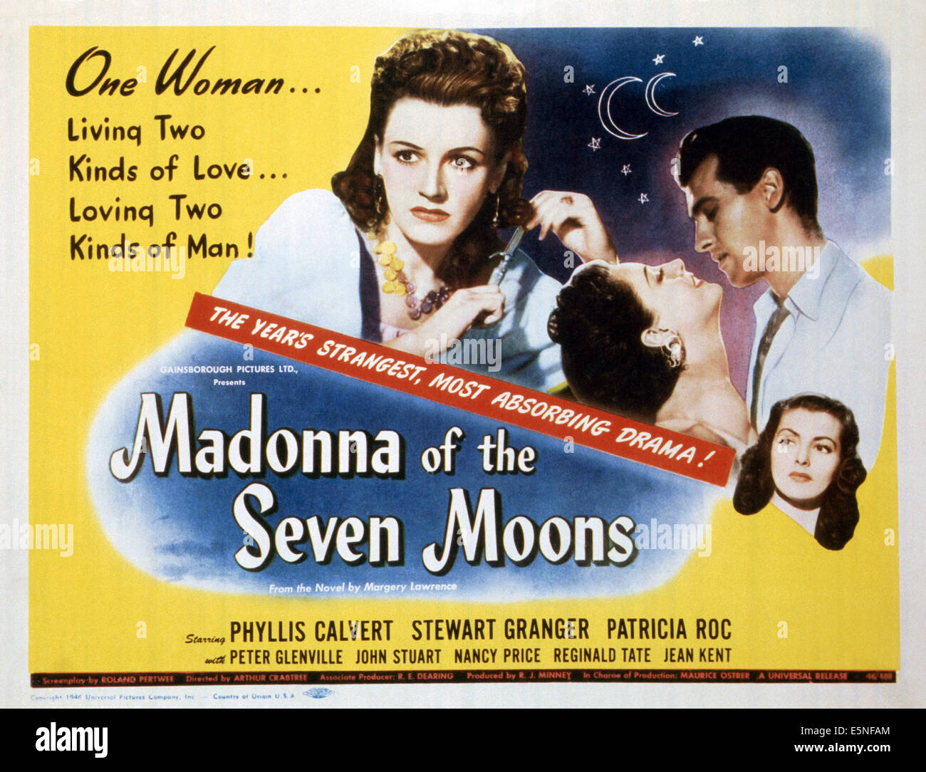 MADONNA OF THE sieben Monde, US Lobbycard, von links: Phyllis Calvert ...