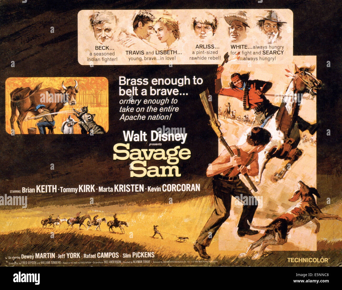 SAVAGE SAM, US Lobbycard, oben, von links: Tommy Kirk, Marta Kristen ...