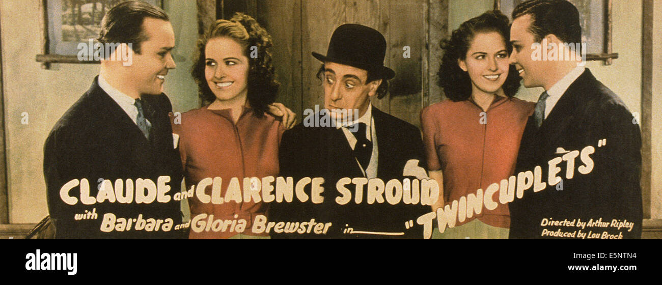 TWINCUPLETS, US Lobbycard, Luis Alberni (Mitte) mit Claude und Clarence ...