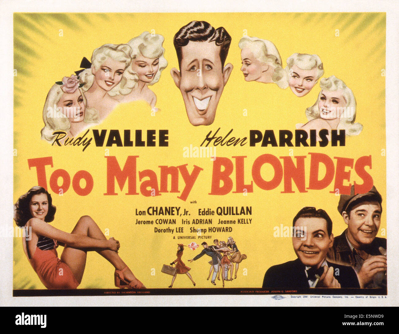 ZU viele Blondinen, US Lobbycard, unten, von links: Helen Parrish ...