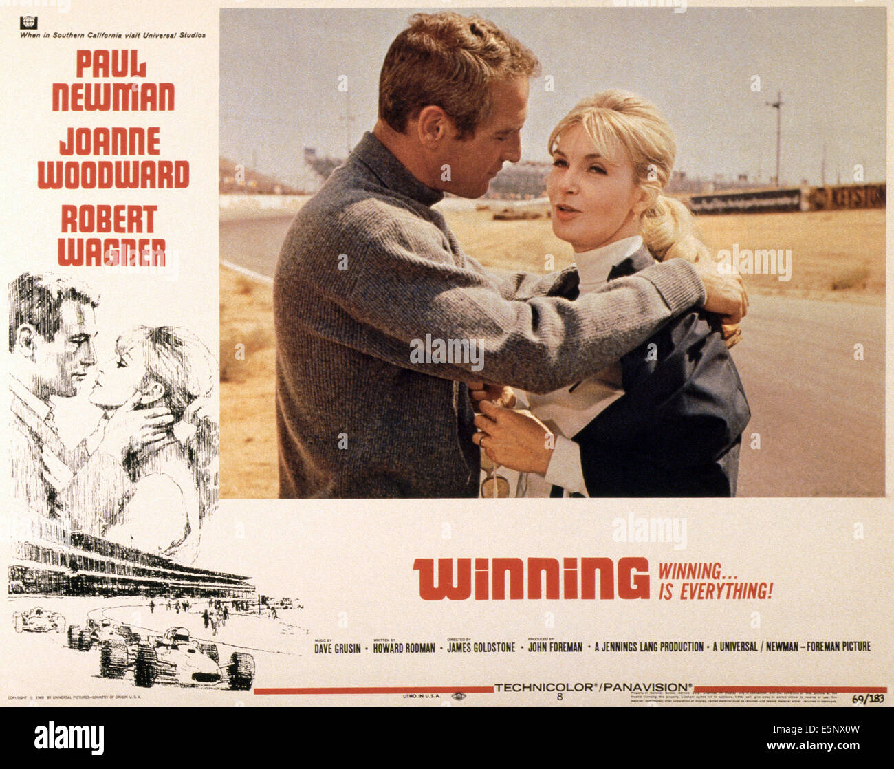 WINNING, US Lobbycard, von links: Paul Newman, Joanne Woodward, 1969 ...