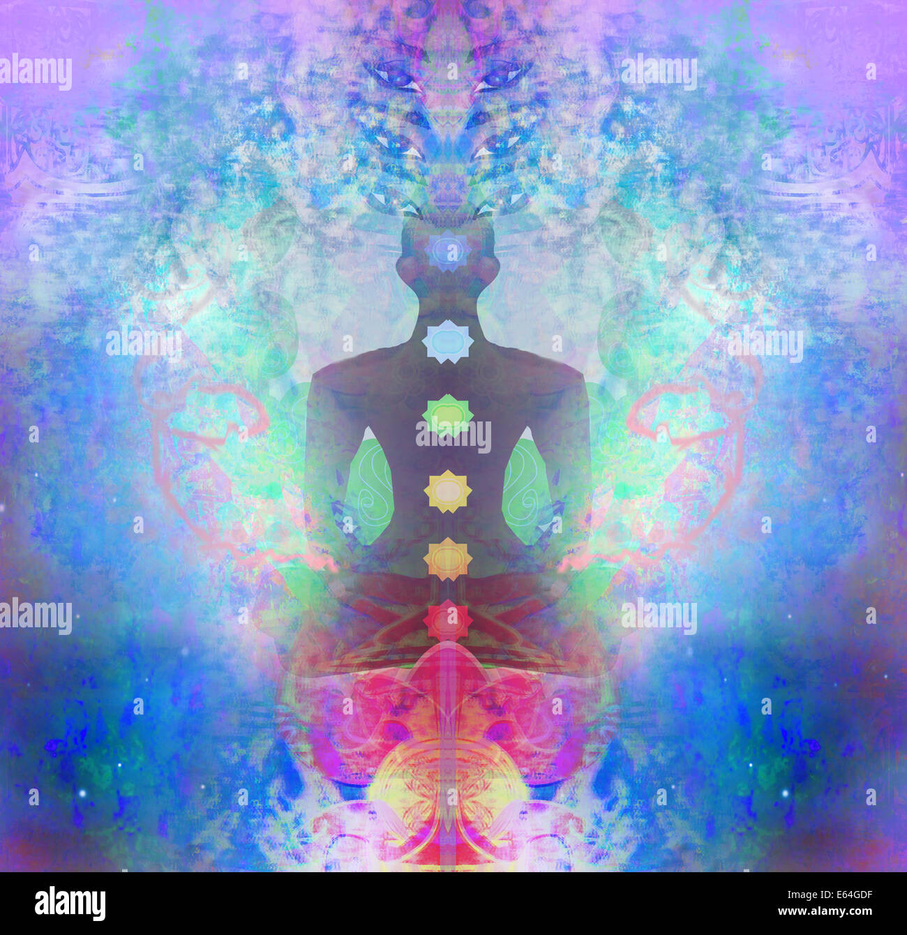 Yoga mann lotus pose padmasana chakra punkte -Fotos und -Bildmaterial ...