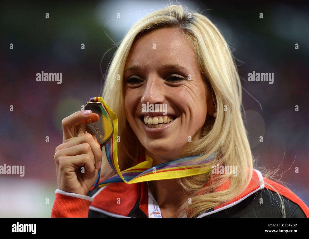 Zürich, Schweiz. 14. August 2014. Cindy Roleder Deutschlands zeigt ihre ...