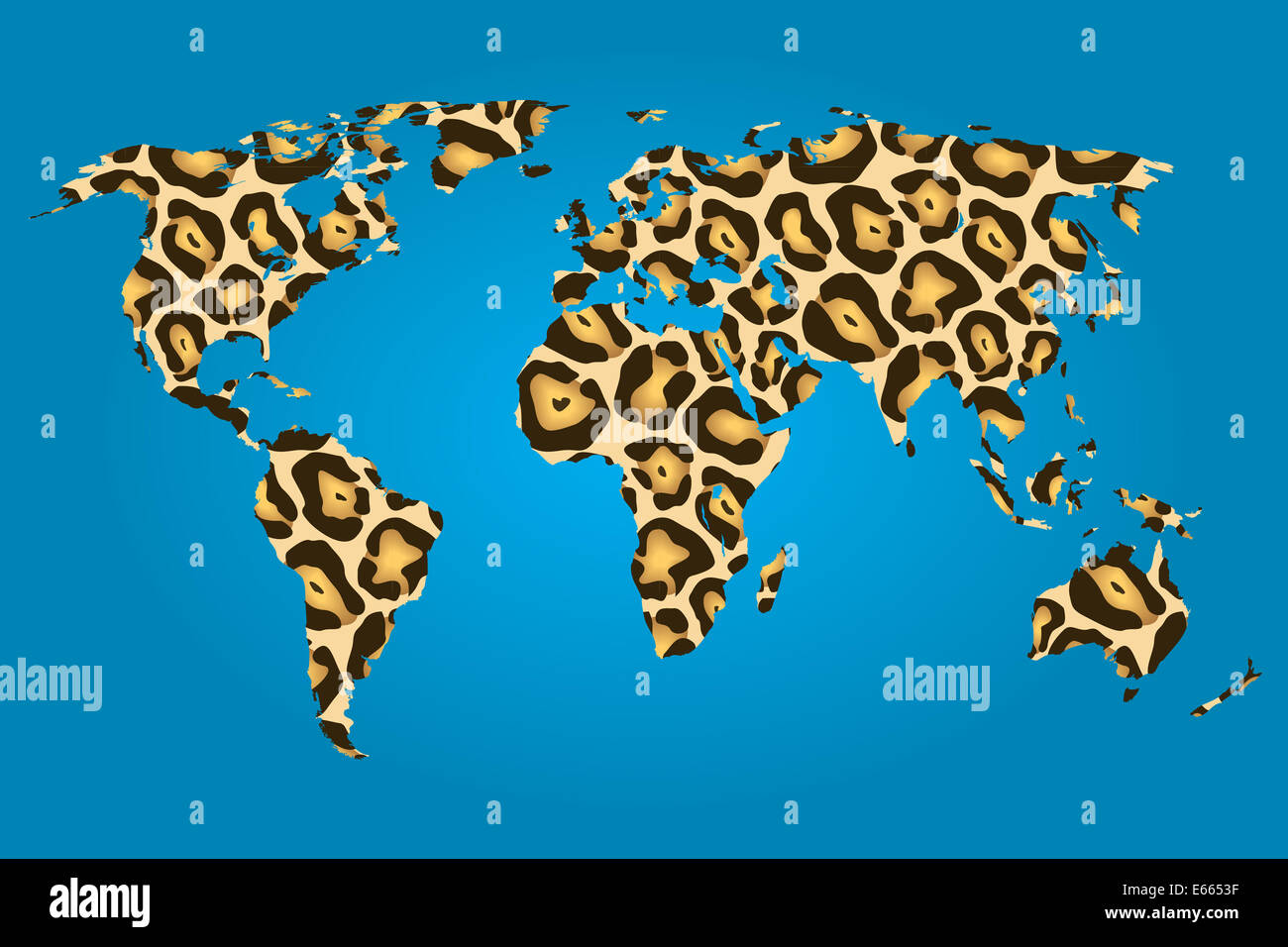 Karte der Welt gefüllt mit einem Jaguar-Muster Stockfotografie - Alamy