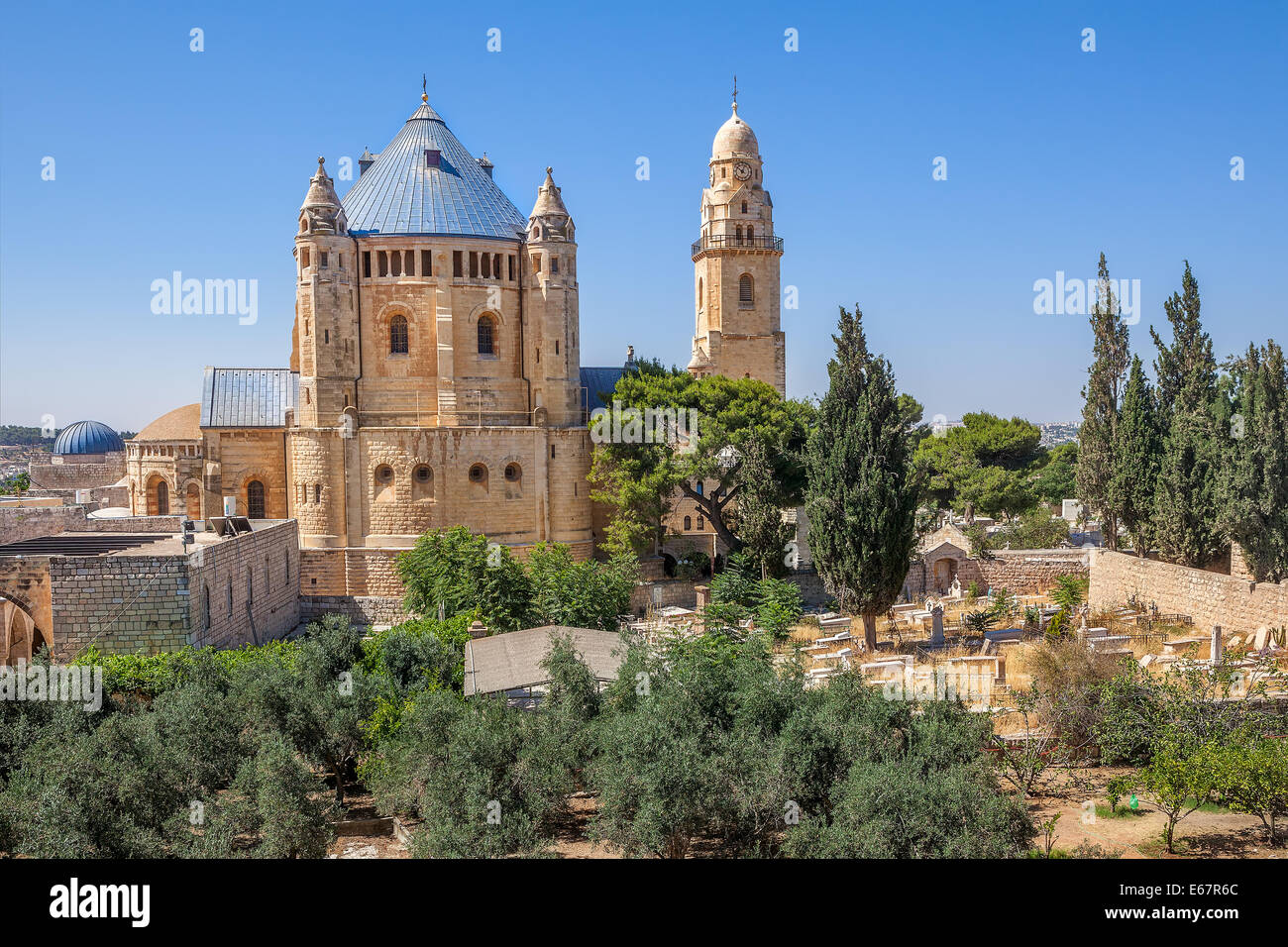 Abtei Dormitio und katholischen Friedhof in alte Stadt von Jerusalem ...