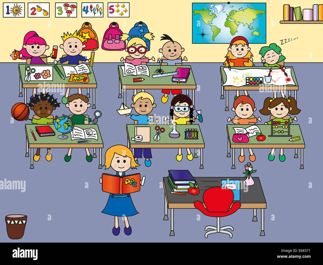 Schulklasse mit Lehrer und Kinder Stockfotografie - Alamy