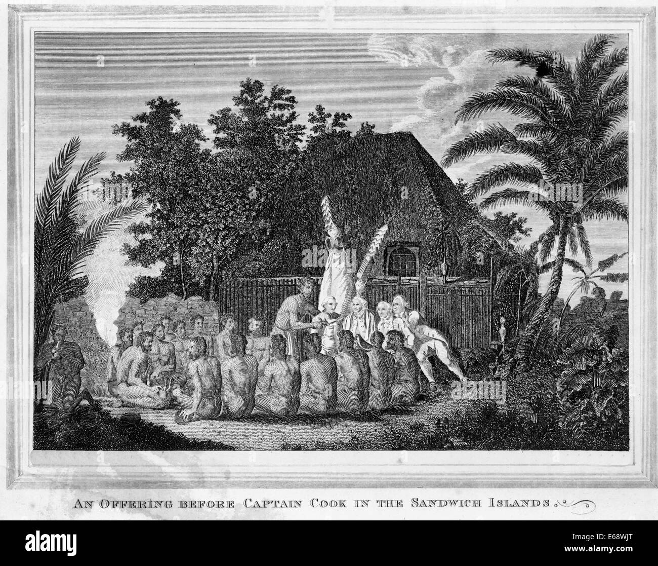 Opfergabe vor Captain Cook auf den Sandwich-Inseln - Captain James Cook ...