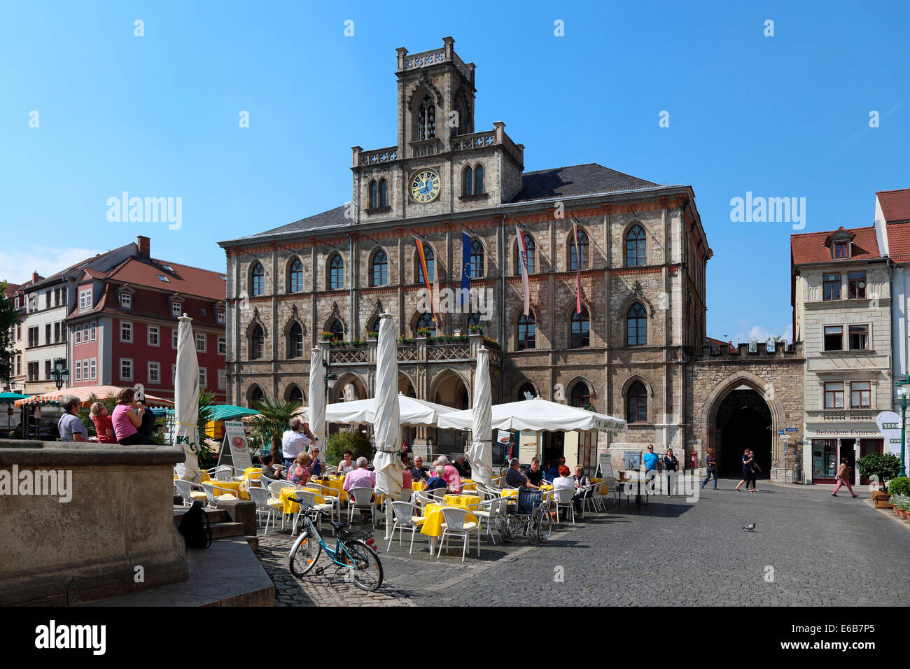 Weimar Thüringen alte Rathaus-Markt-Marktplatz Stockfotografie - Alamy