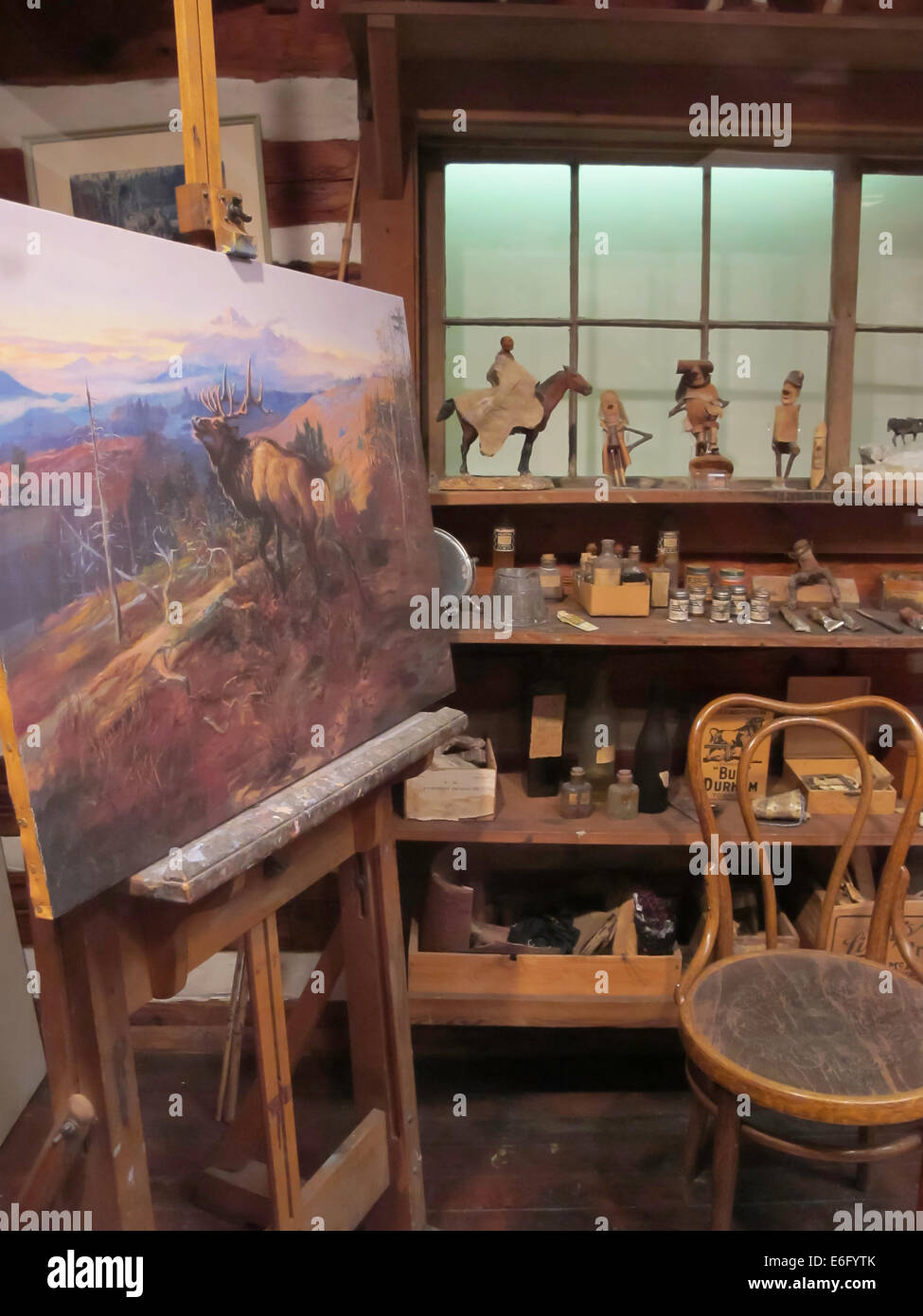 C.m. Russell Museum Log Cabin Studio Interieur, Montana, USA ...