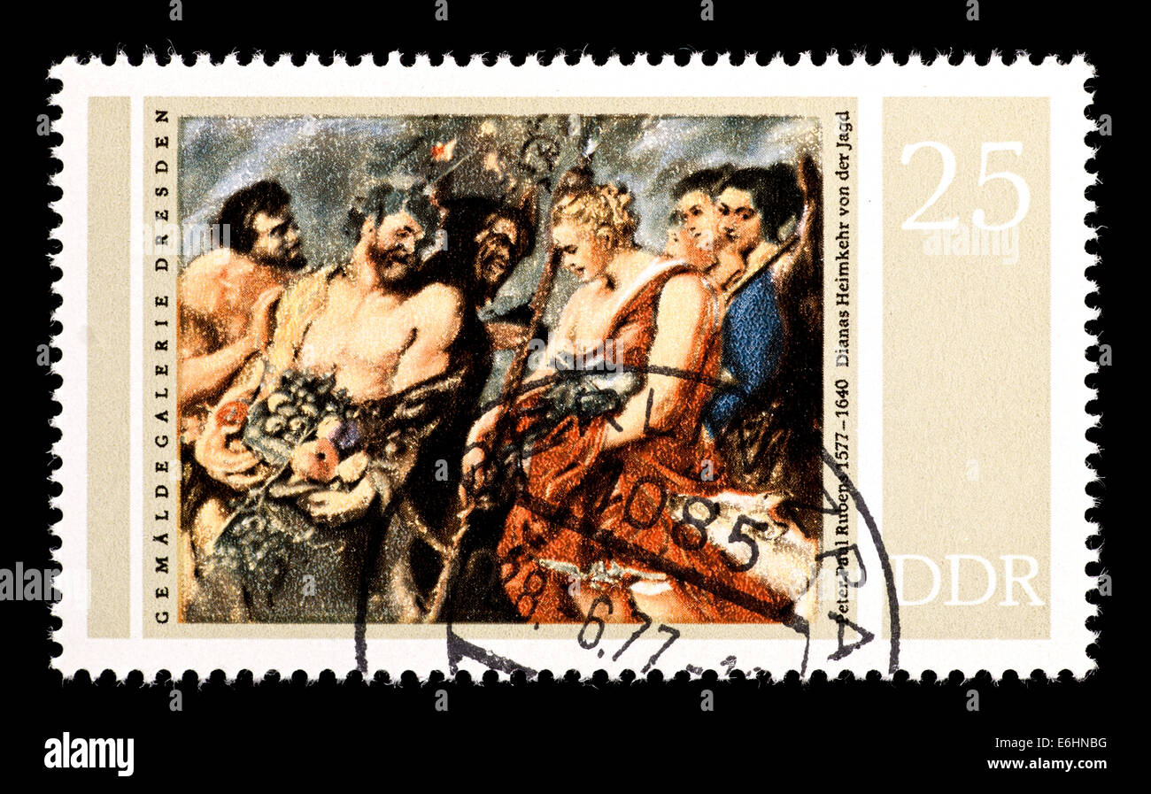 Briefmarke aus Ostdeutschland (DDR) Darstellung Rubens Gemälde "Diana ...