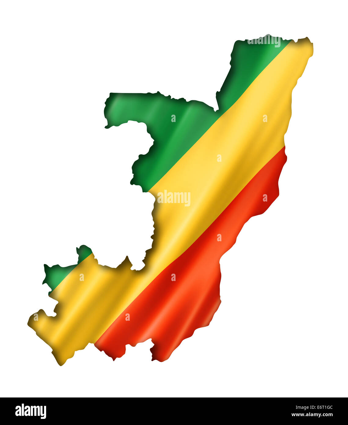 Republik Kongo Flagge abzubilden, drei dimensionalen Render, isoliert ...