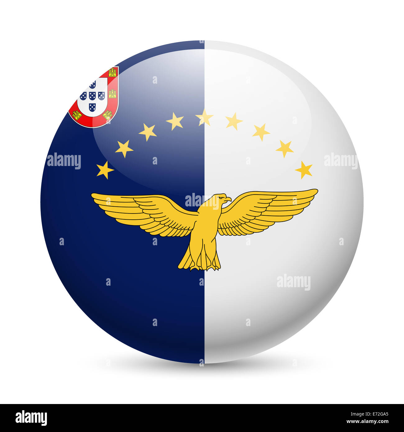 Flagge der Azoren als runde glänzende Symbol. Schaltfläche mit ...