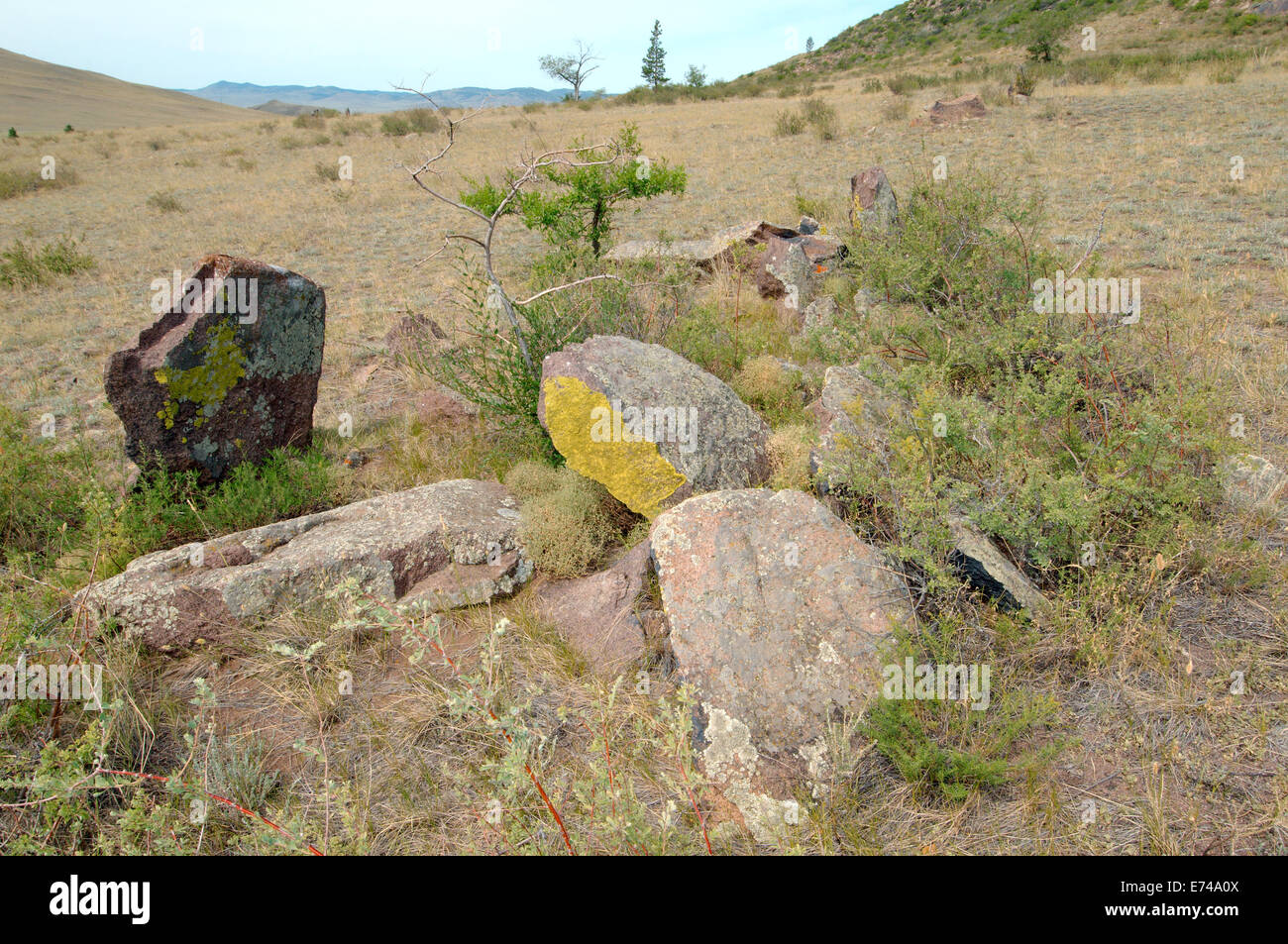 Alte Skythische Beerdigung. Merkit Tract, Burjatia, Sibirien, Russische ...