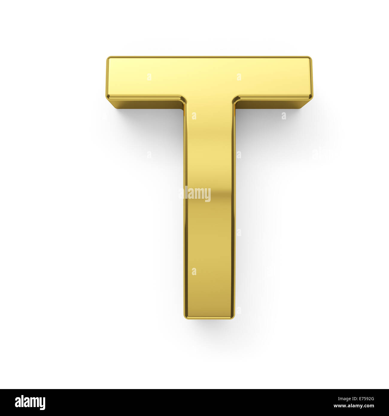 3D Render des goldenen Alphabet Buchstaben Simbol - T. isoliert auf ...