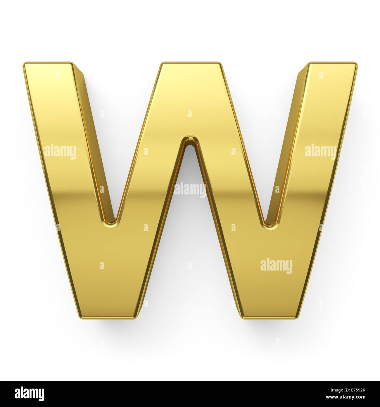 3D Render des goldenen Alphabet Buchstaben Simbol - W. isoliert auf ...